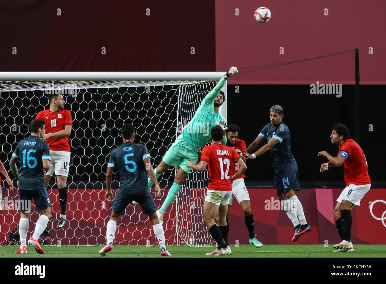 (1) Mohamed ELSHENAWY the goalkeeper of Team Egypt saving the goal ...