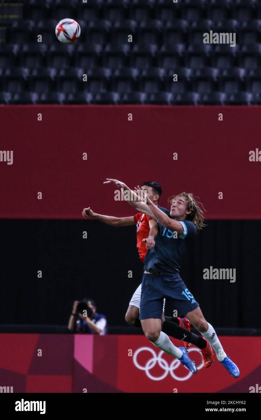 (20) Ahmed FOTOUH of Team Egypt is challenged by (15) Pedro DE LA VEGA ...
