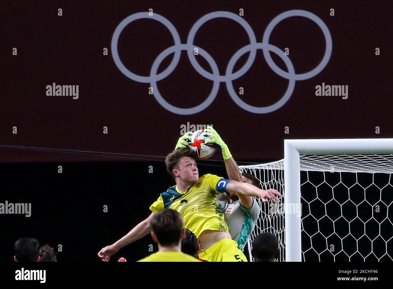 (1) Unai SIMON the goalkeeper of Team Spain saving the ball from (5 ...