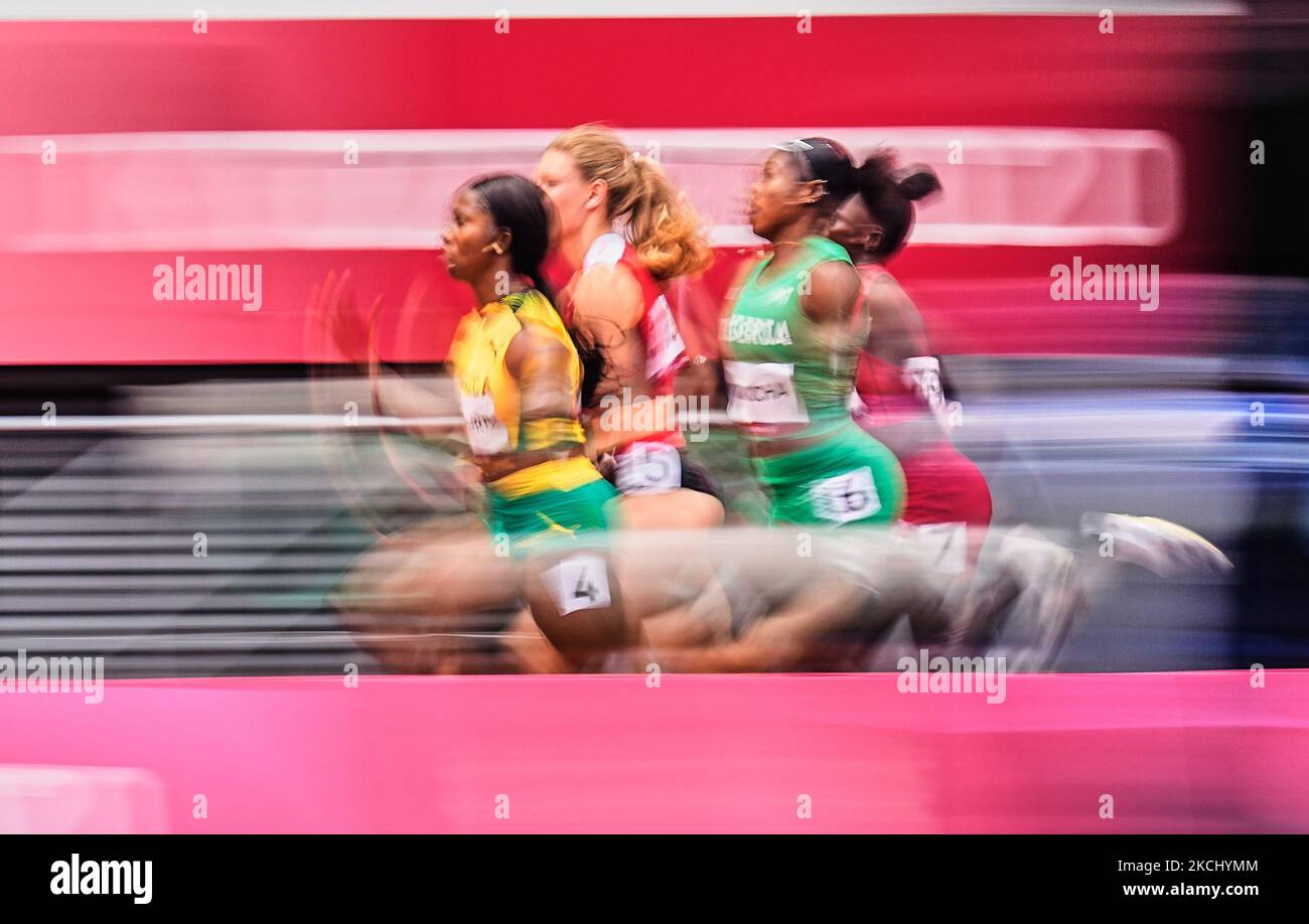 Shely Ann Frase-Pryce from Jamaica during 100 meter for women at the ...
