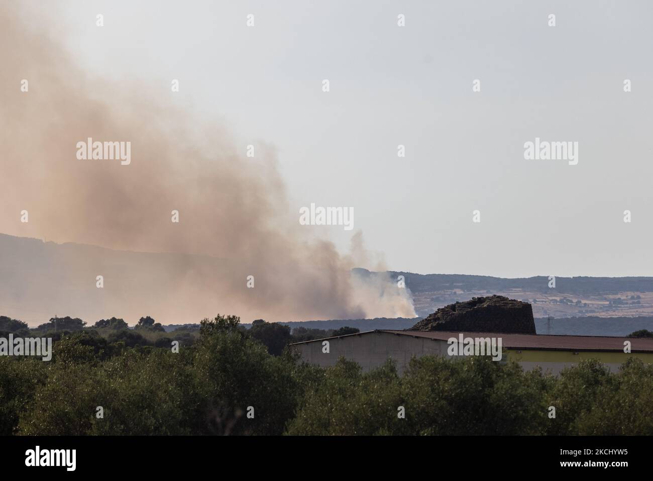 29/07/2021 Cuggioni, Oristano Italy. The wildfires seen from the ...