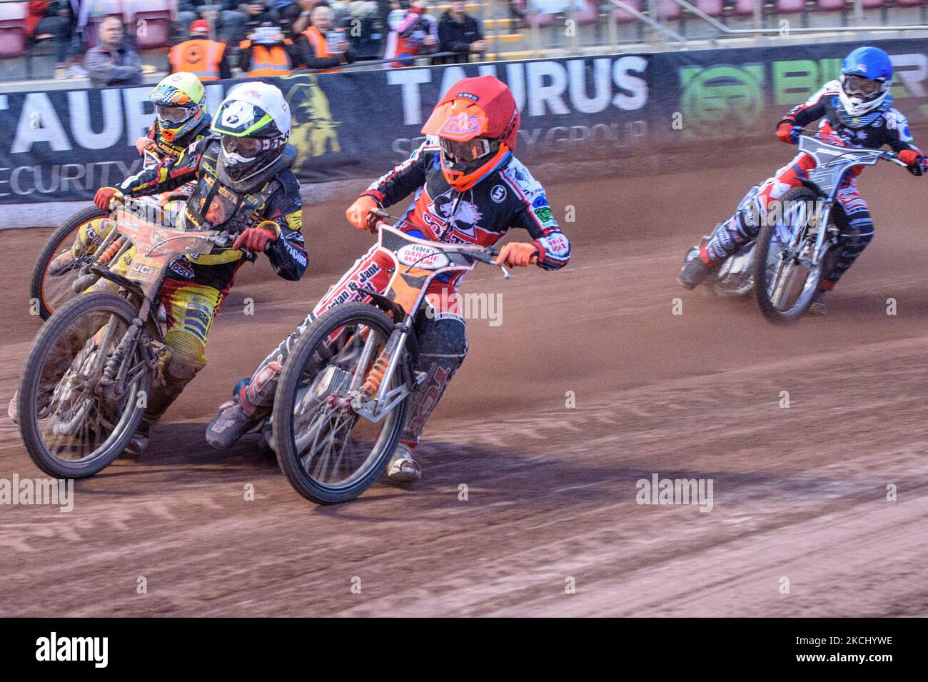 Connor Coles (Red) inside Dan Thompson ‘ (White) with Ben Trigger ...