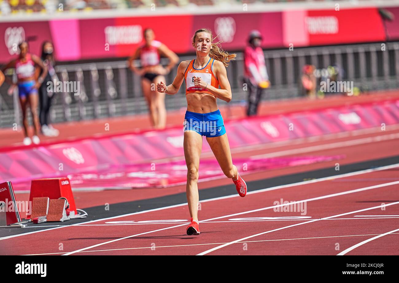 Femke Bol from Netherlands during 400 meter hurdles for women at the ...