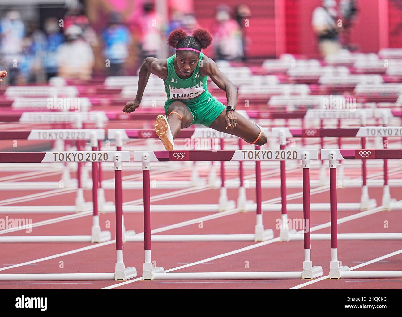 Tobi Amusan from Nigeria during 100 meter hurdles for women at the ...