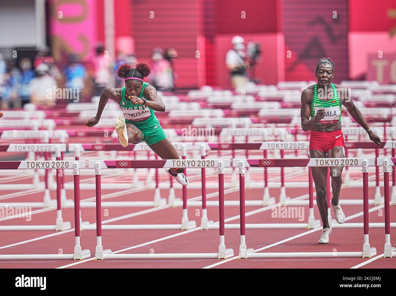 Tobi Amusan from Nigeria during 100 meter hurdles for women at the ...