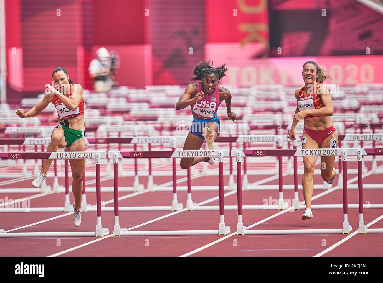 Christina Clemons from USA during 100 meter hurdles for women at the ...