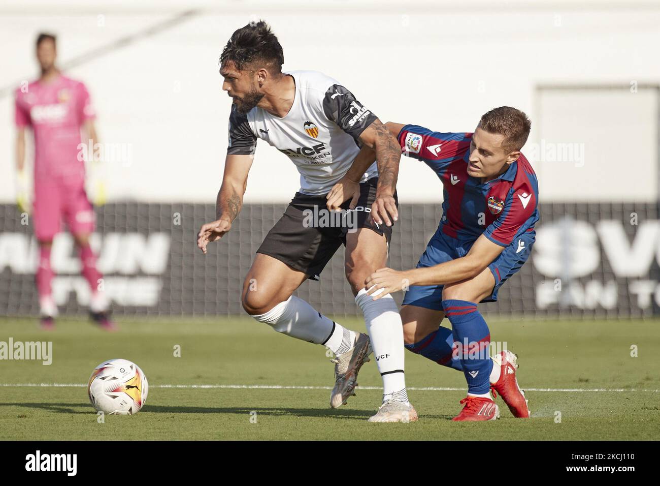 Players in action during the preseason friendly match between Valencia ...