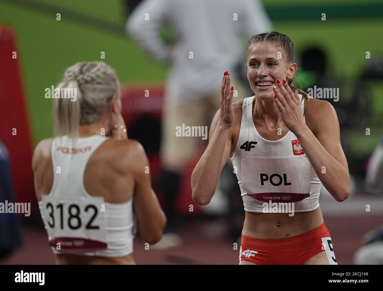 Polish team winning the 4 times 400 meter mixed relay at the Tokyo ...