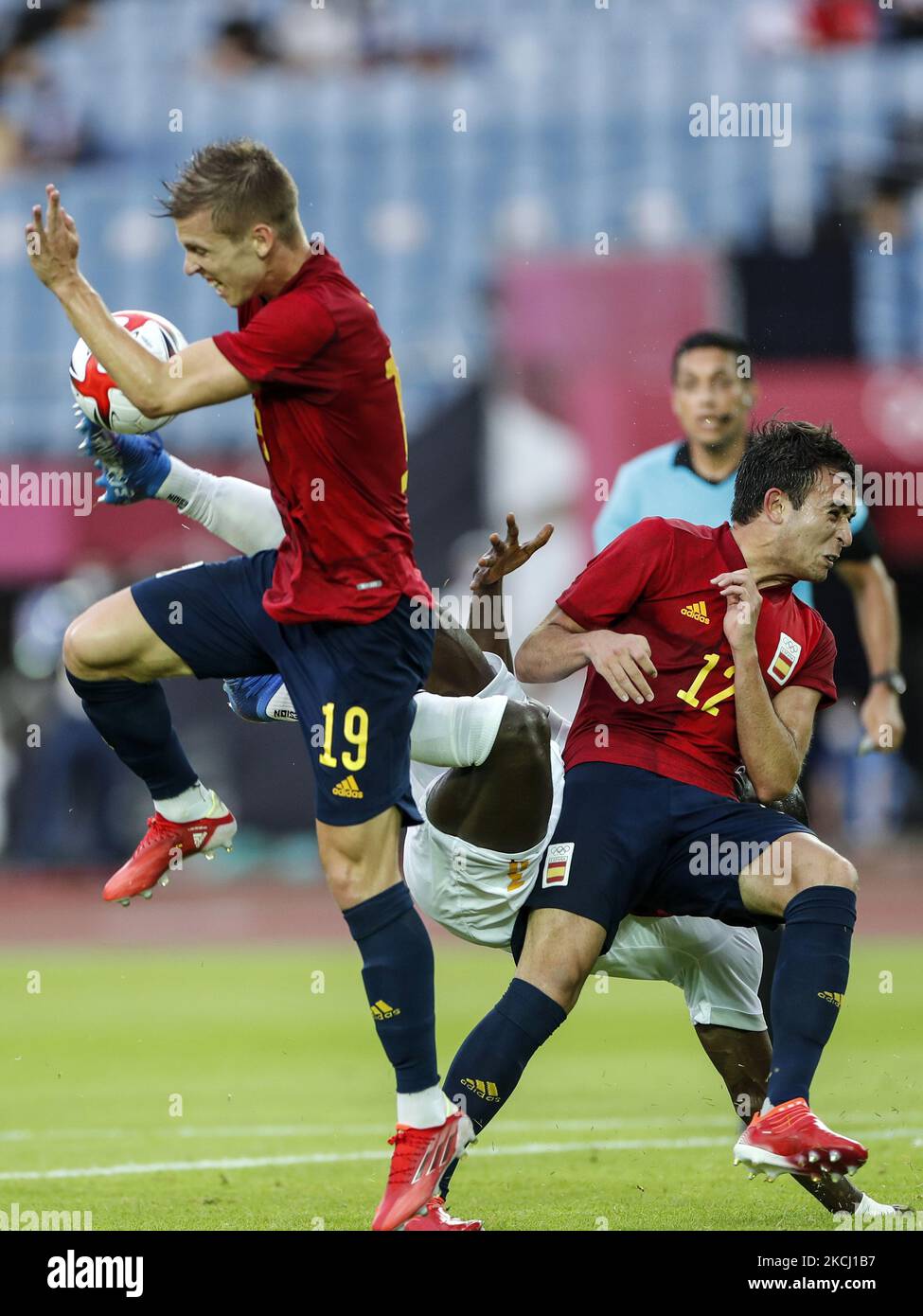 (3) Eric BAILLY of Team Cote d'Ivoire is challenged by (12) Eric GARCIA ...