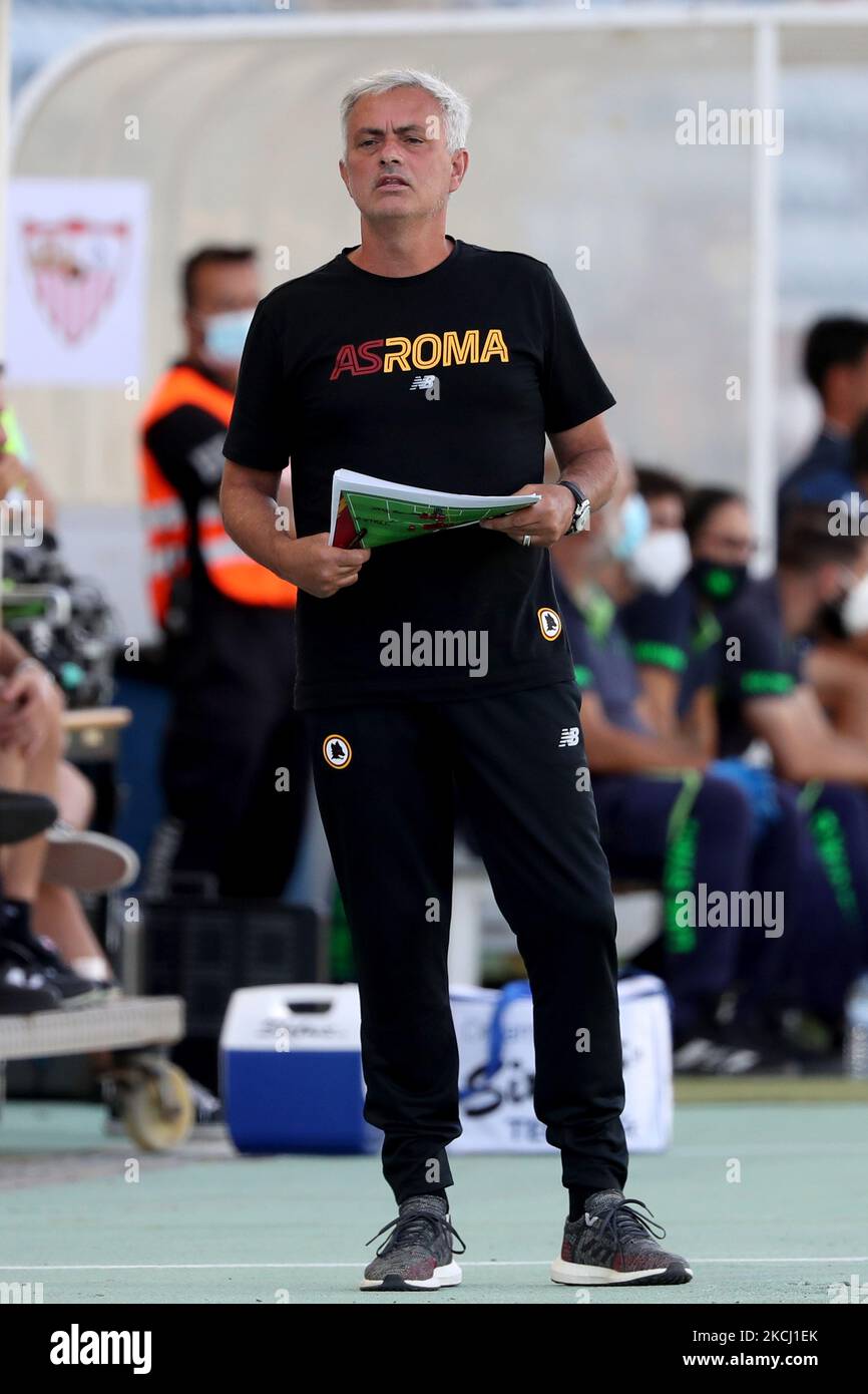 AS Roma's head coach Jose Mourinho looks on during an international ...