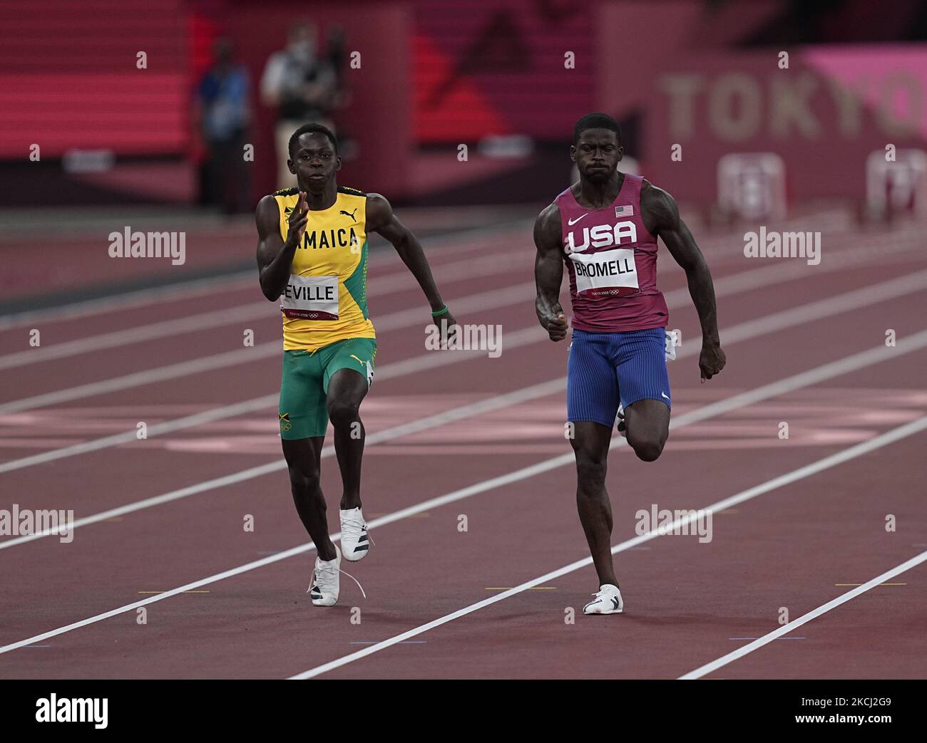Trayvon Bromell during 100 meter for men at the Tokyo Olympics, Tokyo ...