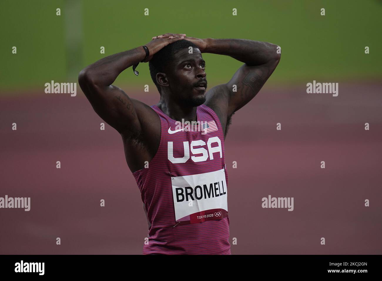Trayvon Bromell during 100 meter for men at the Tokyo Olympics, Tokyo ...
