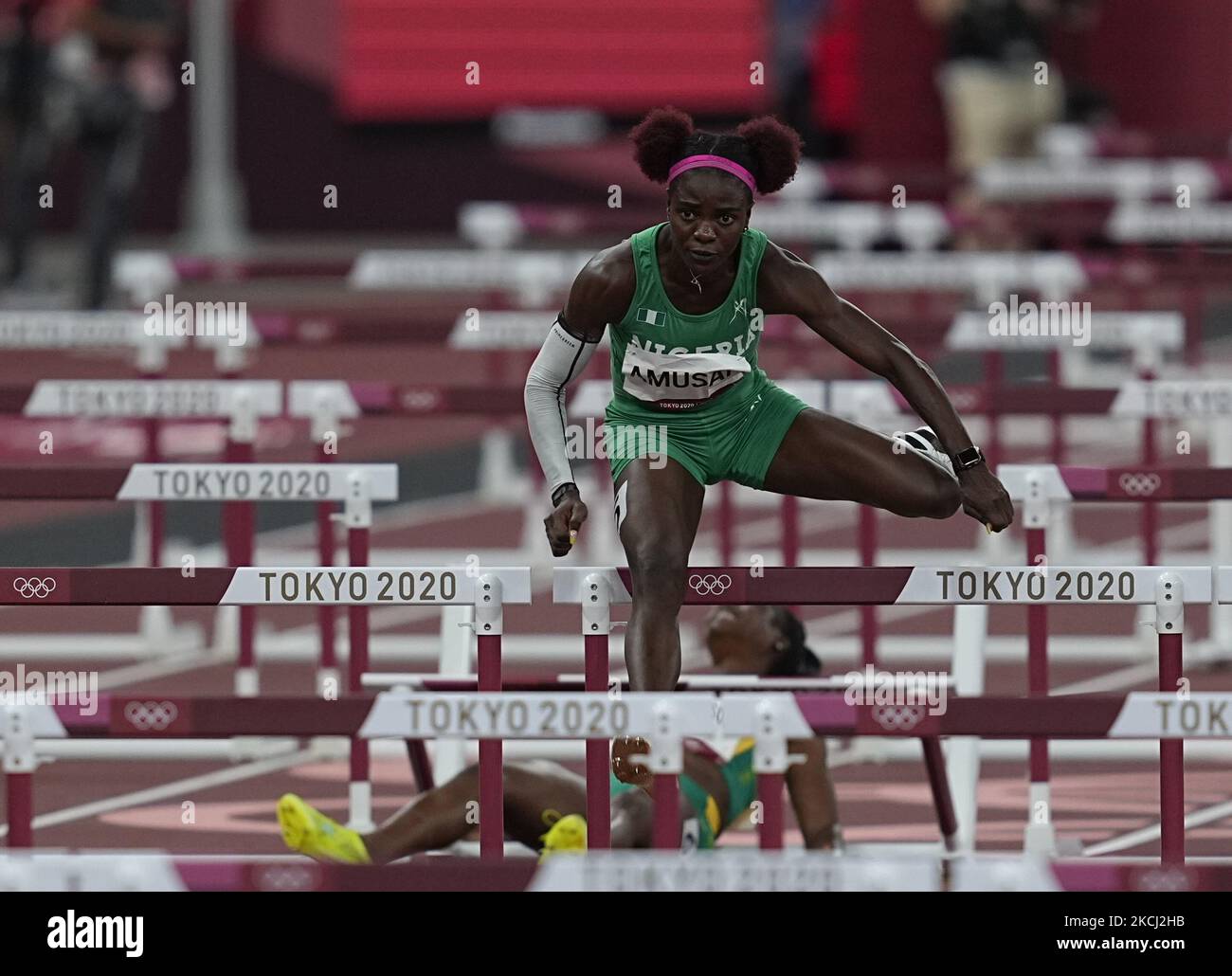 Tobi Amusan during 100 meter hurdles for women at the Tokyo Olympics ...