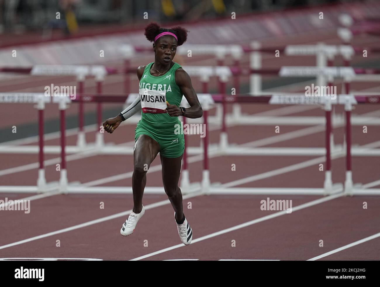 Tobi Amusan during 100 meter hurdles for women at the Tokyo Olympics ...