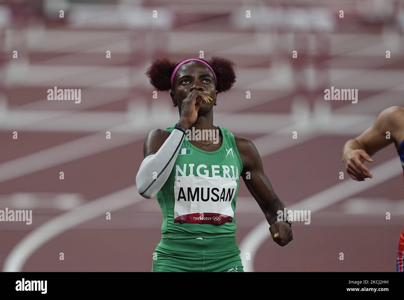 Tobi Amusan during 100 meter hurdles for women at the Tokyo Olympics ...