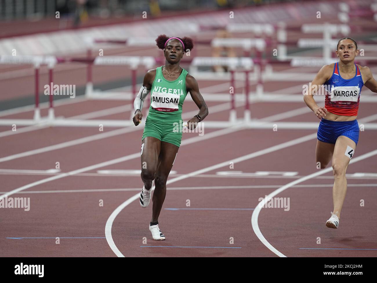 Tobi Amusan during 100 meter hurdles for women at the Tokyo Olympics ...