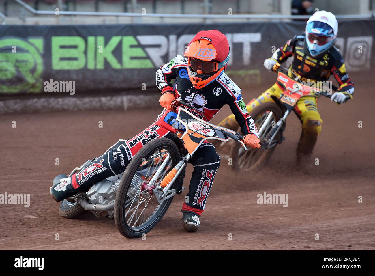 Sam McGurk of Belle Vue Cool Running Colts and Joe Thompson of ...