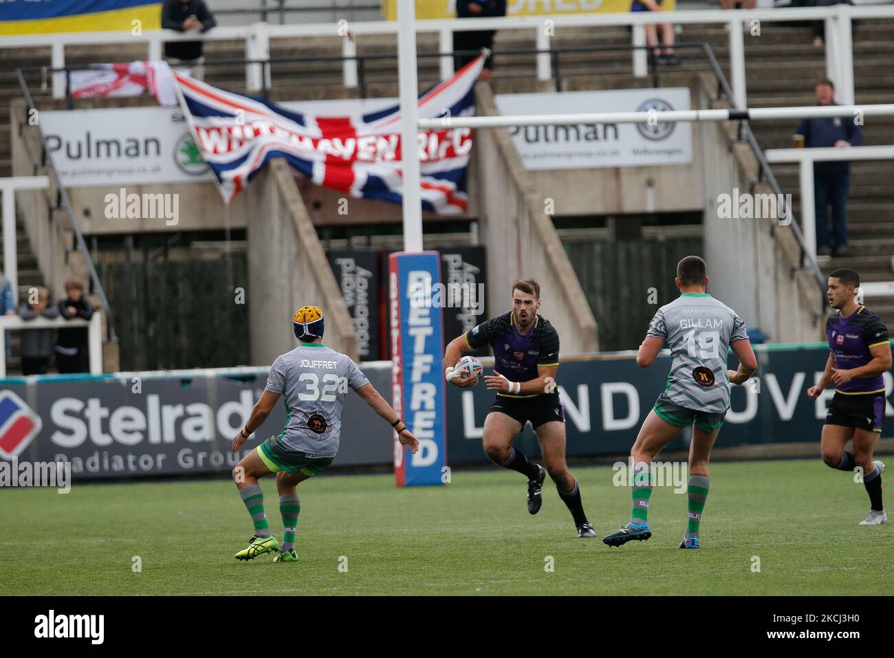 Ted Chapelhow of Newcastle Thunder brings it out of defence during the ...