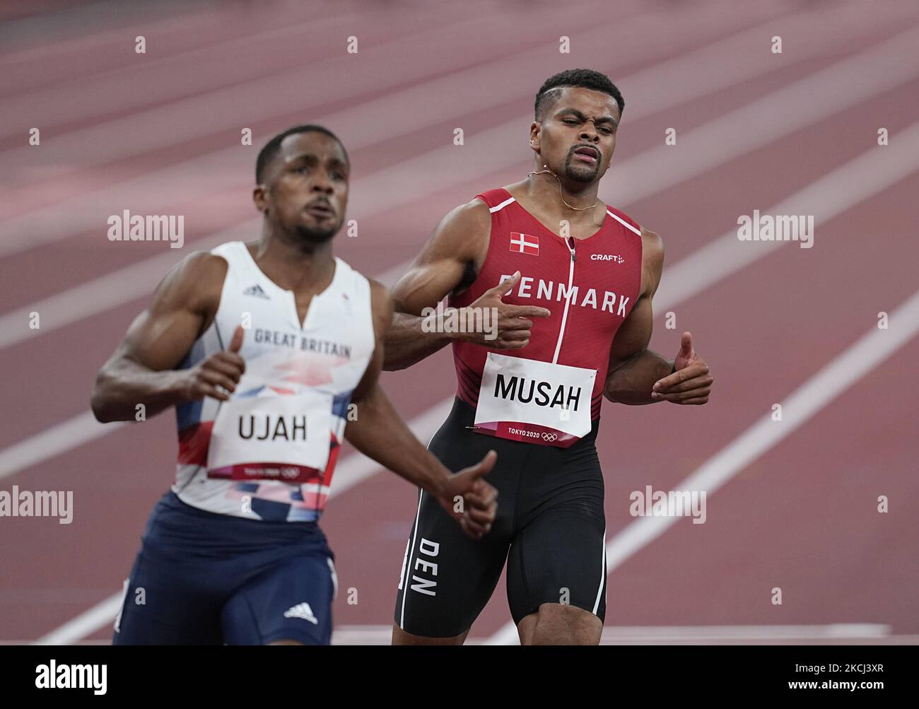 Kojo Musah from Denmark during 100 meter for men at the Tokyo Olympics ...