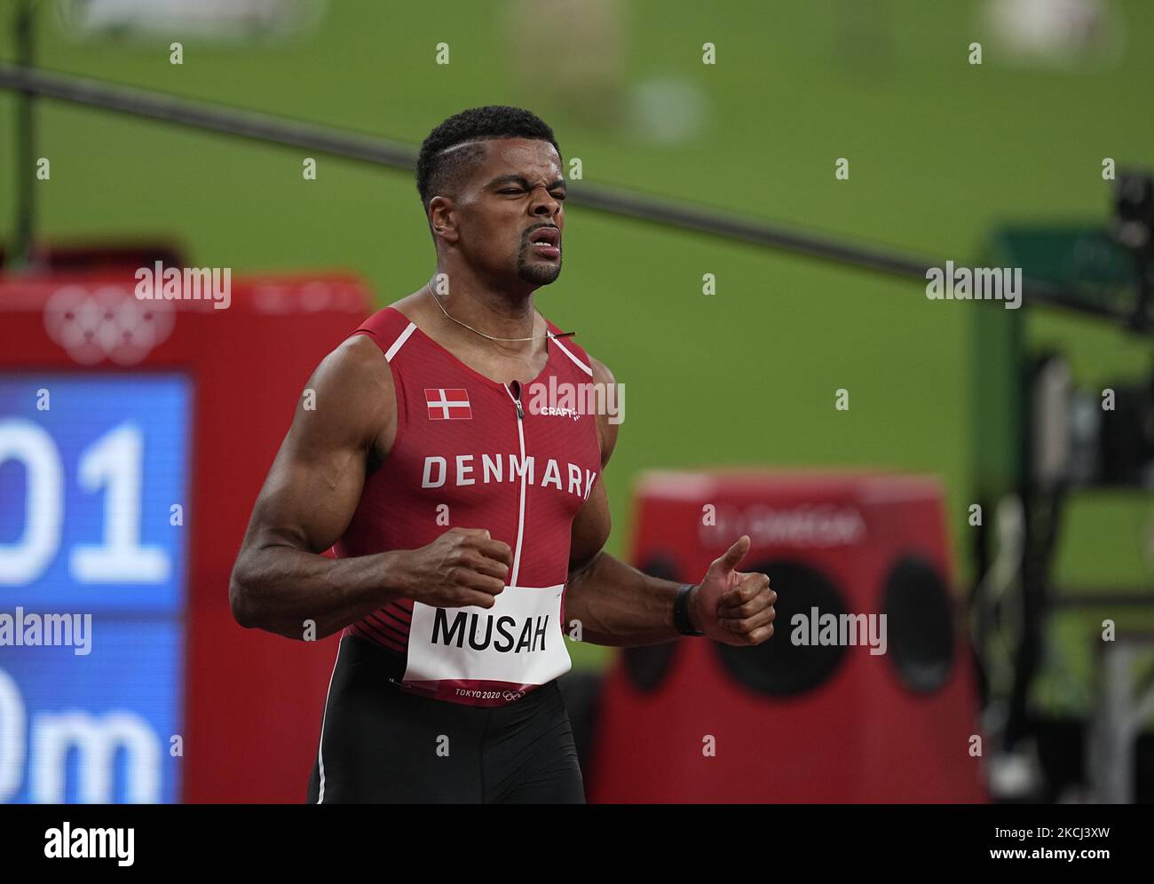 Kojo Musah from Denmark during 100 meter for men at the Tokyo Olympics ...