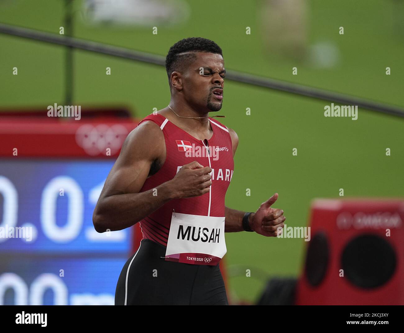 Kojo Musah from Denmark during 100 meter for men at the Tokyo Olympics ...