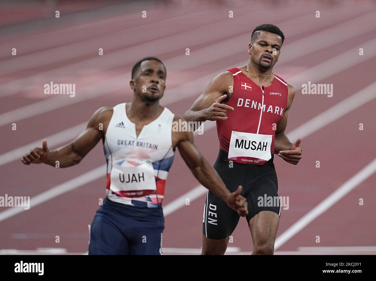 Kojo Musah from Denmark during 100 meter for men at the Tokyo Olympics ...