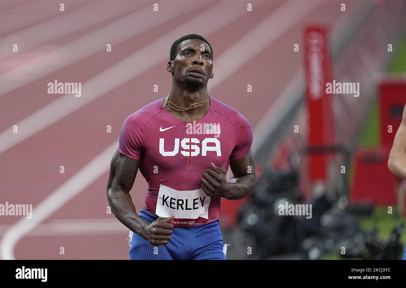 David Kerley during 100 meter for men at the Tokyo Olympics, Tokyo ...