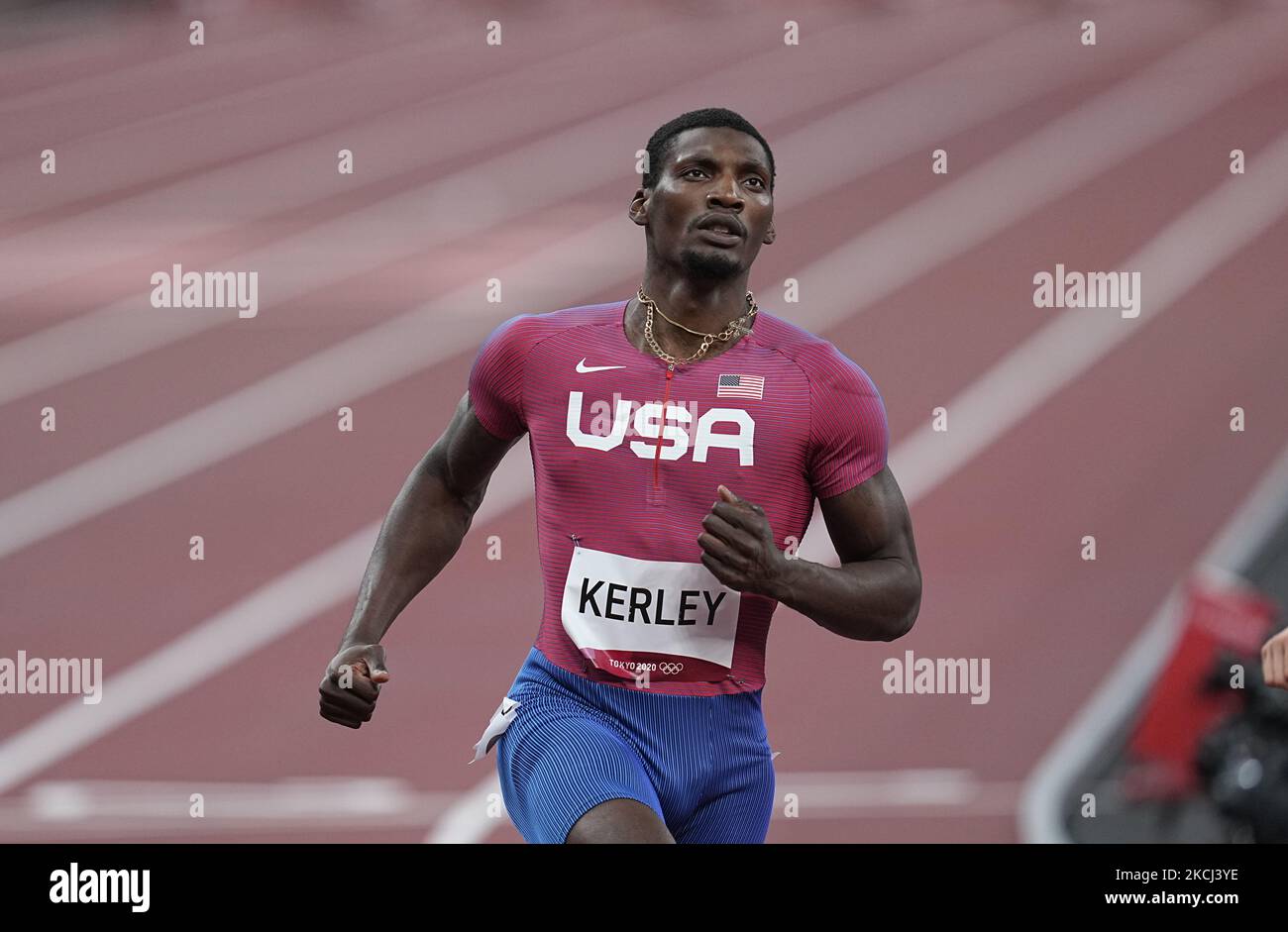 David Kerley during 100 meter for men at the Tokyo Olympics, Tokyo ...
