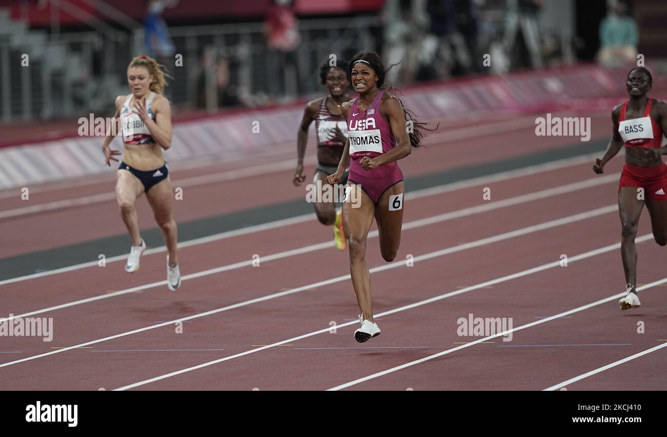 Gabrielle Thomas during 200 meter for women at the Tokyo Olympics ...