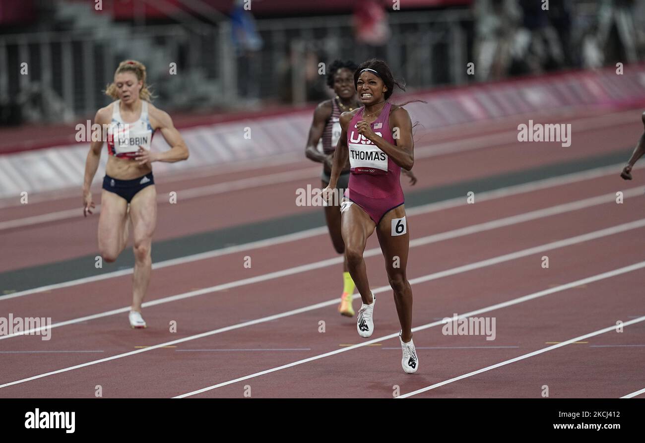 Gabrielle Thomas during 200 meter for women at the Tokyo Olympics ...