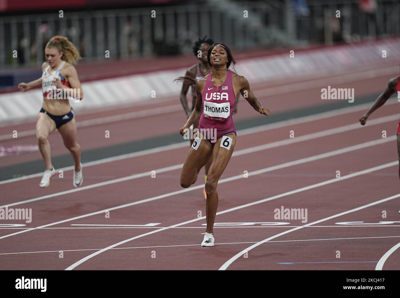 Gabrielle Thomas during 200 meter for women at the Tokyo Olympics ...