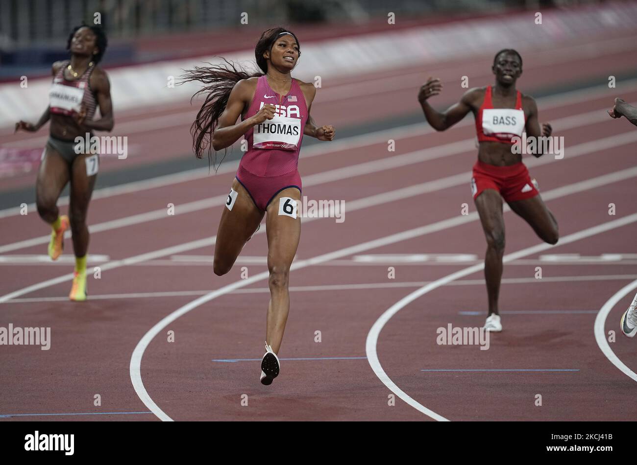 Gabrielle Thomas during 200 meter for women at the Tokyo Olympics ...