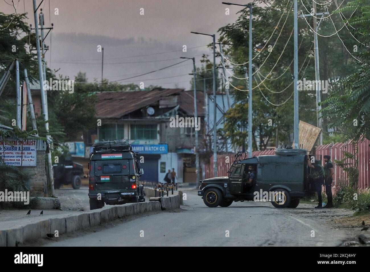 Indian army soldiers in armoured vehicles after a Cordon and search ...