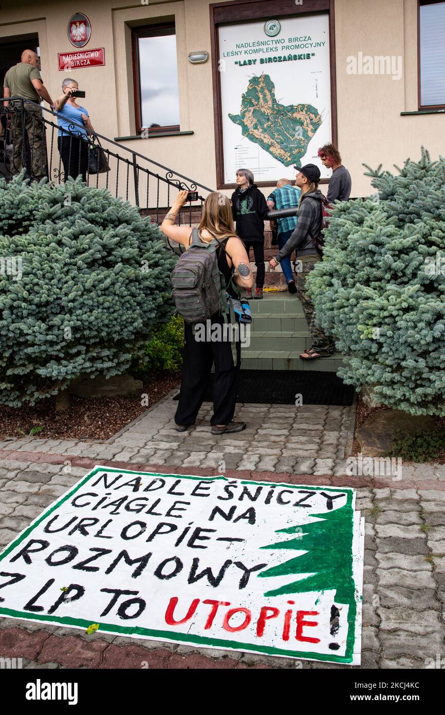 Environmental activists protest against deforestation of Turnicki ...