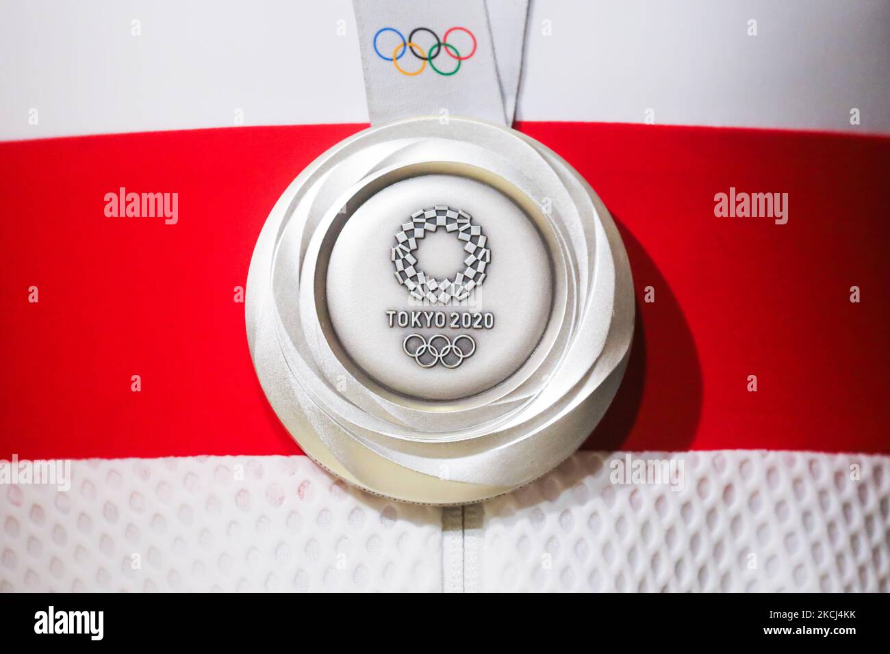 Detailed view of the silver medal of Maria Sajdak of Team Poland for ...
