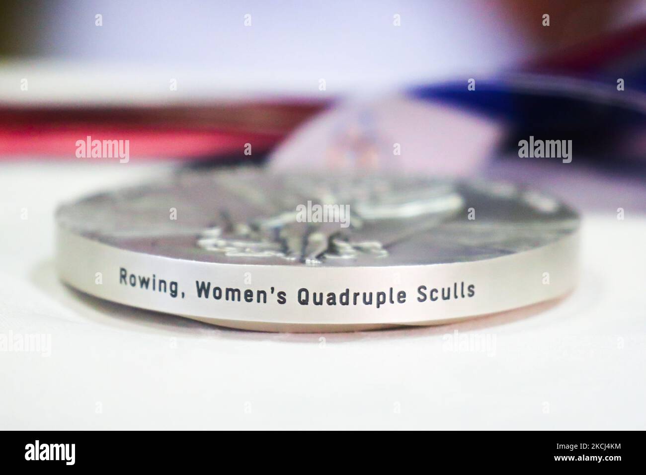 Detailed view of the silver medal of Maria Sajdak of Team Poland for ...
