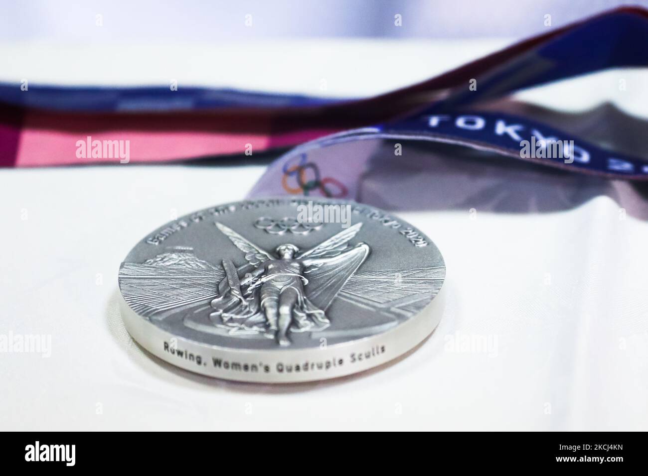 Detailed view of the silver medal of Maria Sajdak of Team Poland for ...