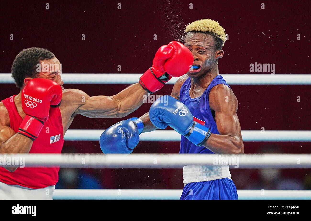Duke Ragan from USA against Samuel Takyi during boxing at the Tokyo ...