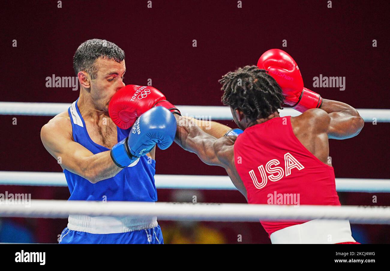 Keyshawn David from USA against Gabil Mamedov during boxing at the ...