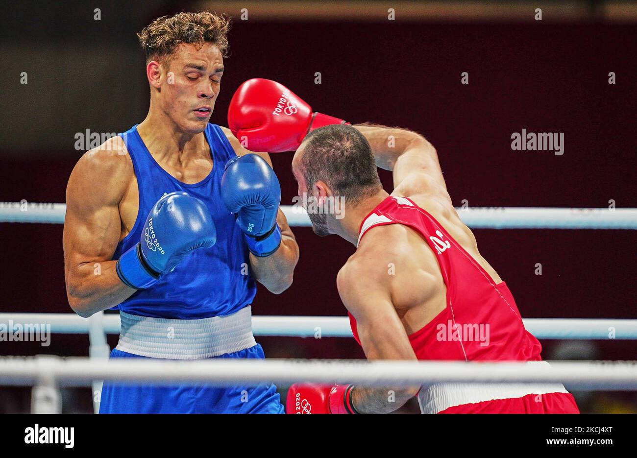 Muslim Gadzhimagomedov against David Nyika during boxing at the Tokyo ...