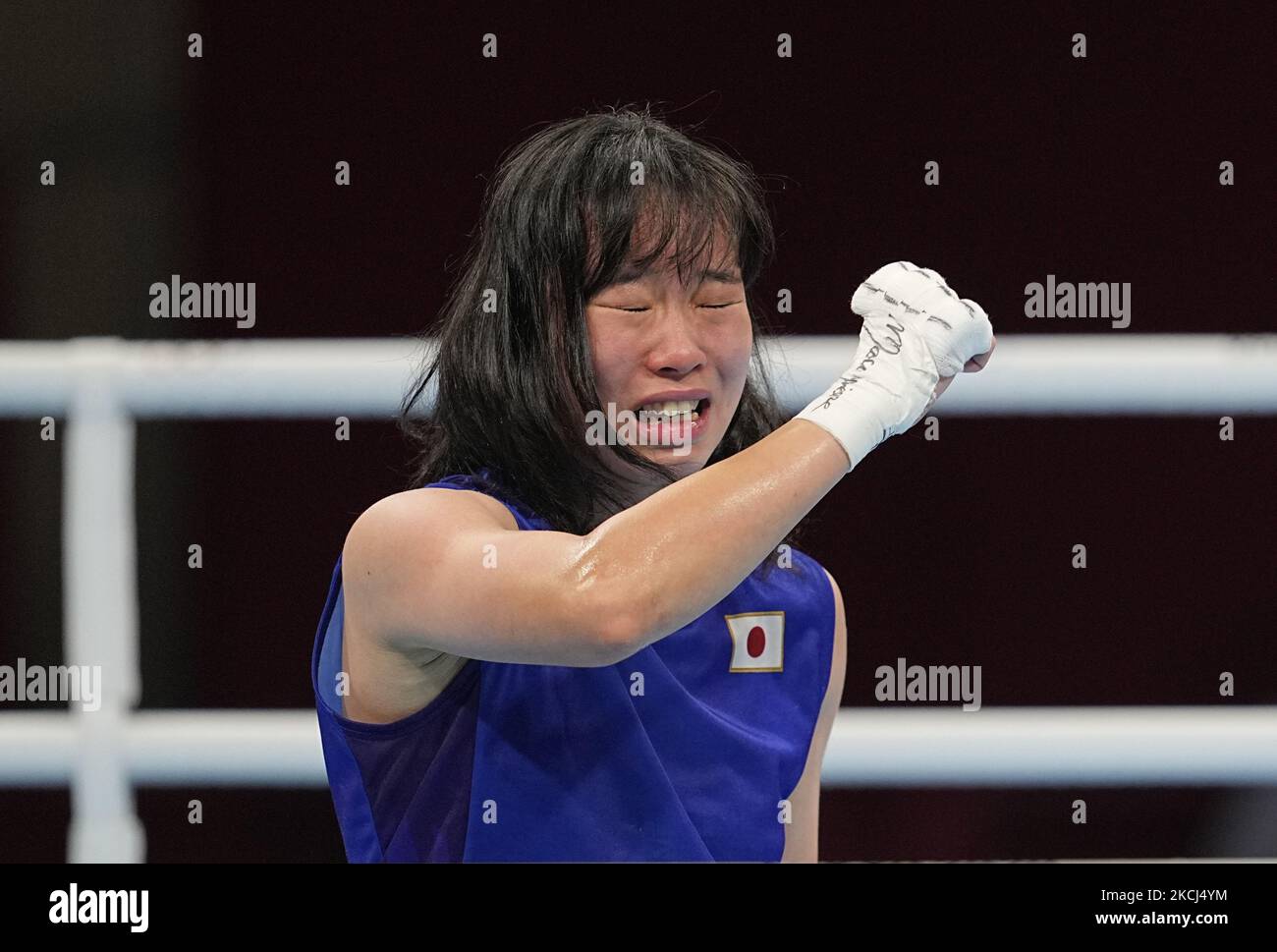 Sena Irie from Japan after winning gold at boxing at the Tokyo Olympics ...