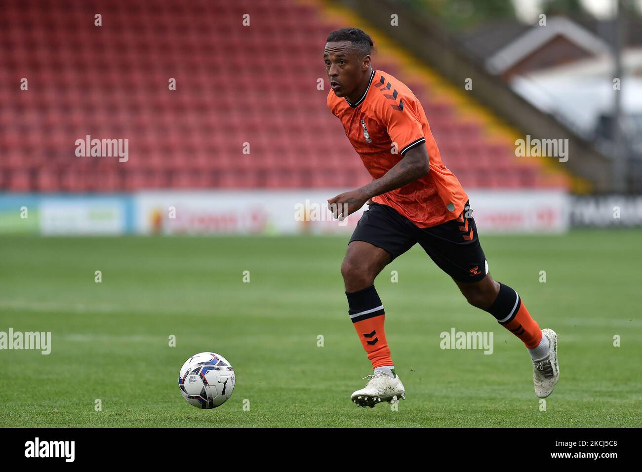 Neil Danns during the Pre-season Friendly match between Rochdale and ...