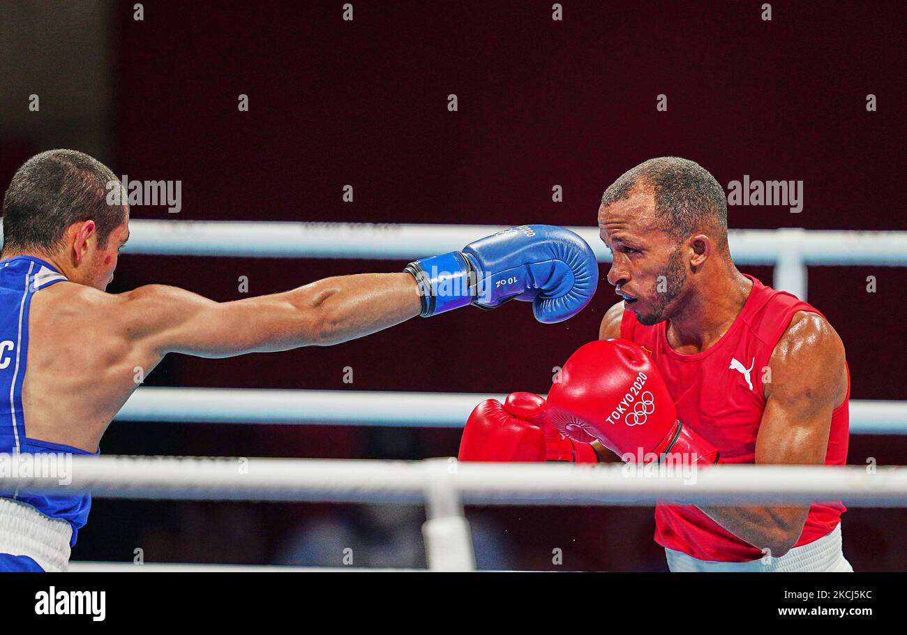 Albert Batygraziev from Russia and Lazaro Alvarez from Cuba during ...