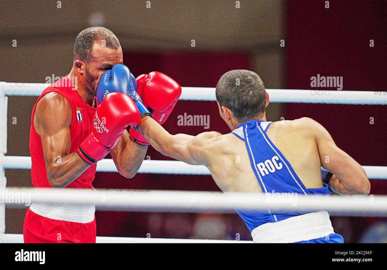 Albert Batygraziev from Russia and Lazaro Alvarez from Cuba during ...