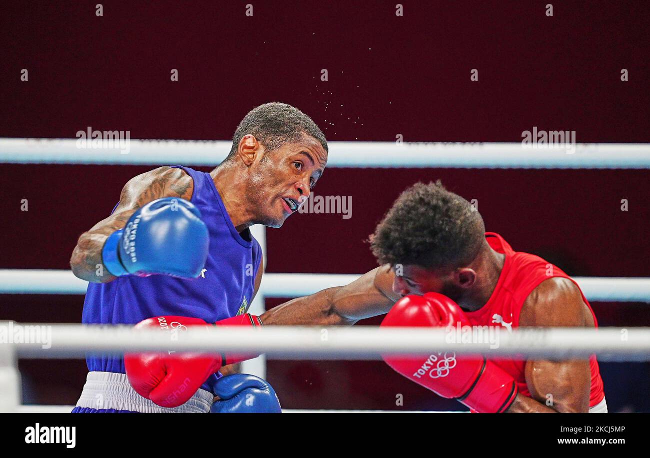 Andy Cruz from Cuba and Wanderson de Oliveira from Brazil during boxing ...