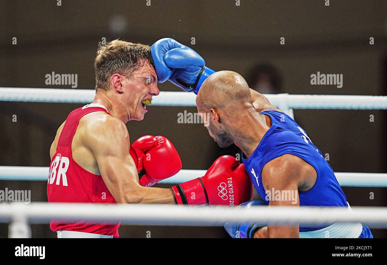 Pat Mccormack from Great Britain and Roniel Iglesia from Cuba during ...