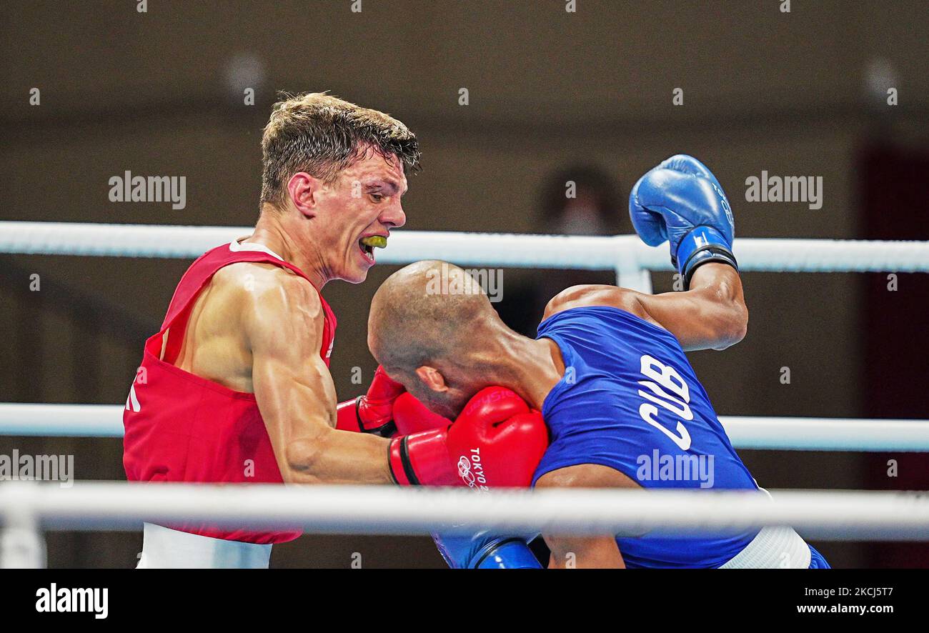 Pat Mccormack from Great Britain and Roniel Iglesia from Cuba during ...