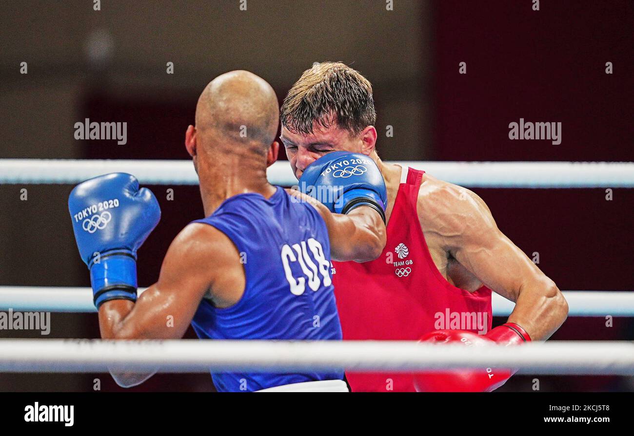 Pat Mccormack from Great Britain and Roniel Iglesia from Cuba during ...