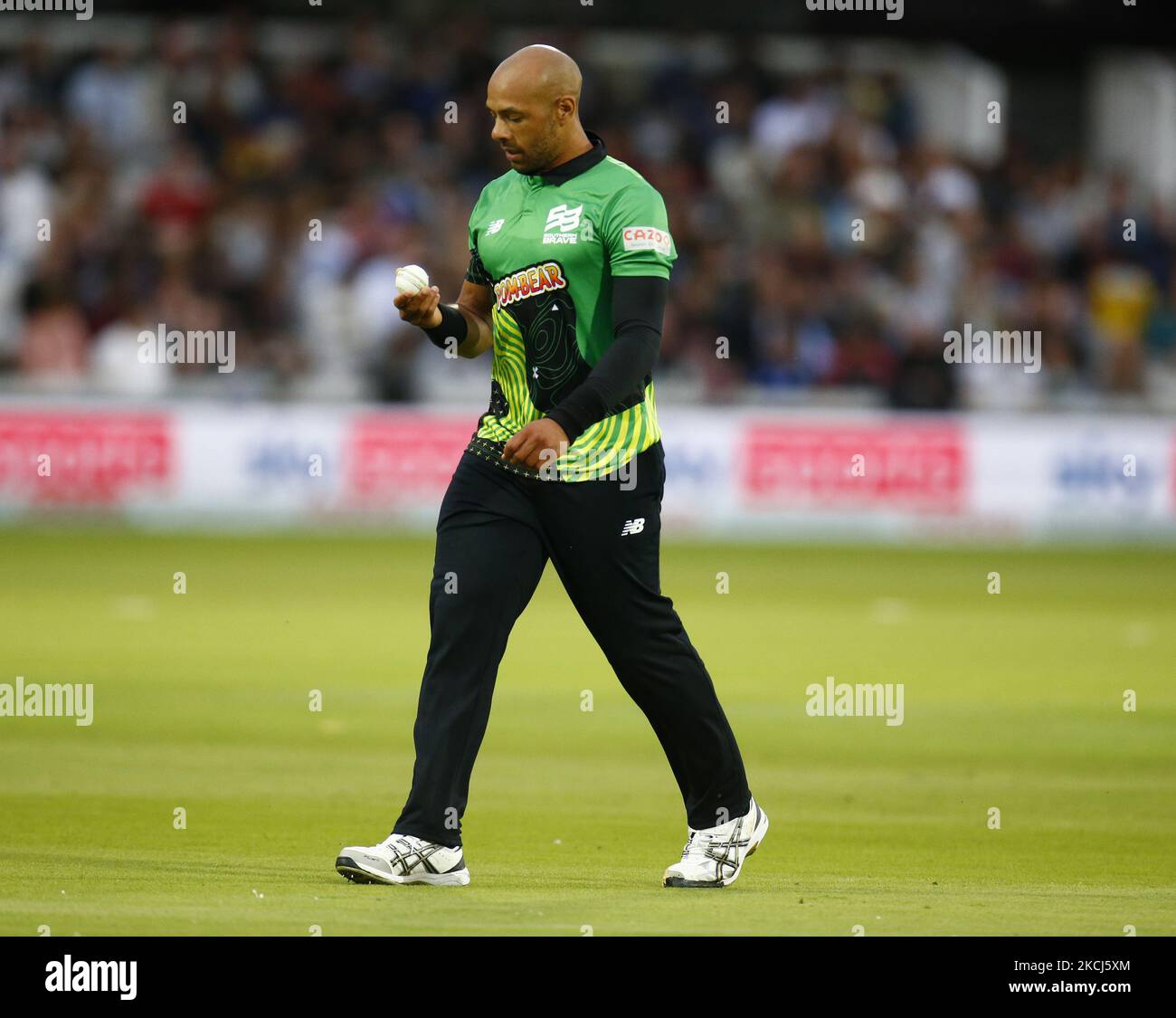 Tymal Mills of Southern Brave during The Hundred between London Spirit ...