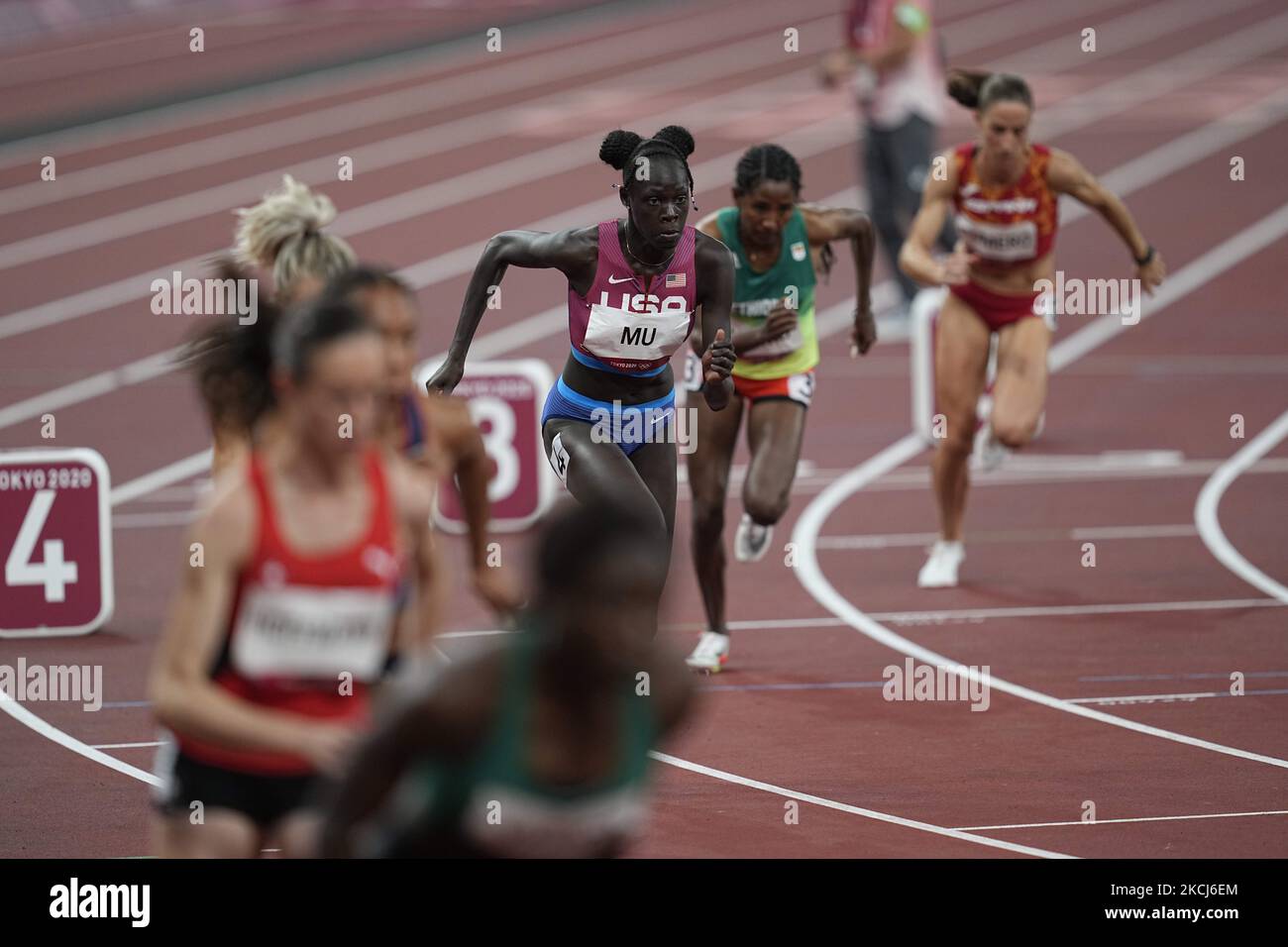 Athing Mu during 800 meter for women at the Tokyo Olympics, Tokyo ...